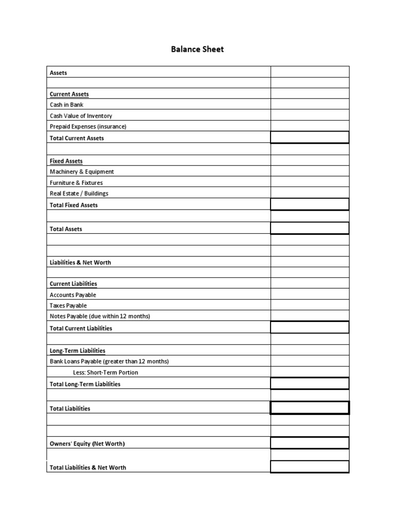 Balance Sheet Template PDF | PDF | Balance Sheet | Financial Accounting