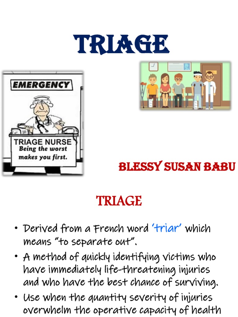 Triage: Blessy Susan Babu | PDF | Emergency Department | Medical ...