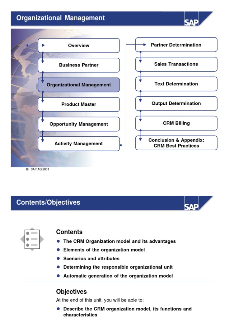 CRM Organizational Model Overview | PDF | Sap Se | Information Management