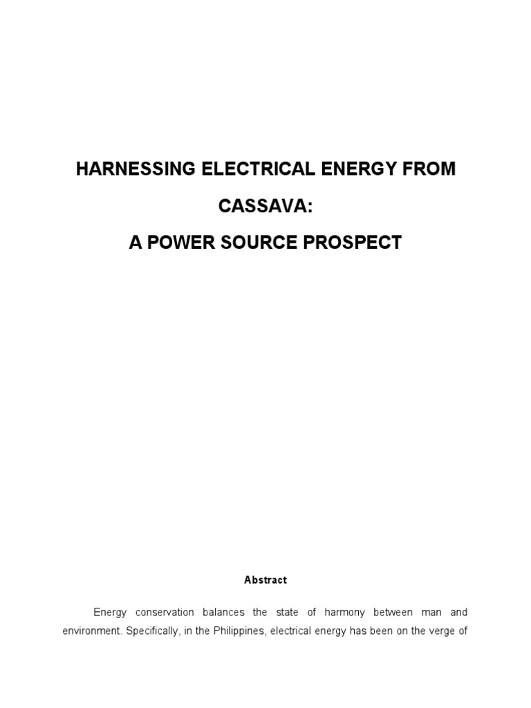 Harnessing Electrical Energy From Cassava: A Power Source Prospect ...