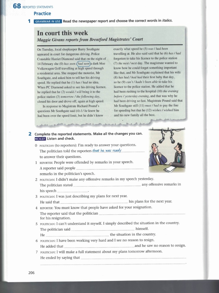 Grammar Lab B2 - Reported Statements Questions Functions | PDF