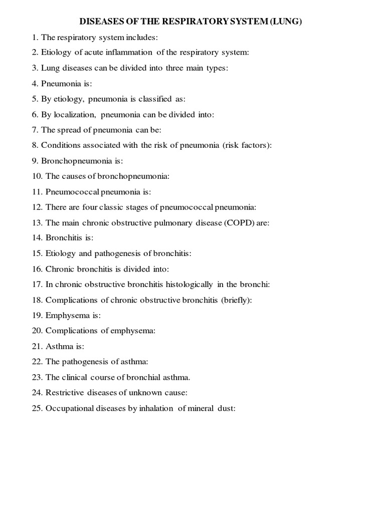 Diseases of The Respiratory System | PDF