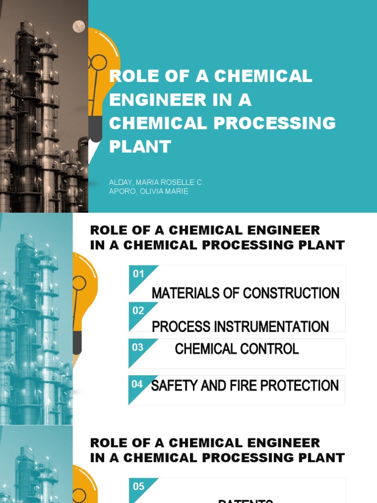 Role of A Chemical Engineer in A Chemical Processing Plant: Alday ...