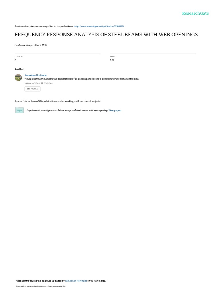 Frequency Response Analysis of Steel Beams With Web Openings | Download Free PDF | Beam ...