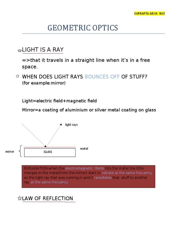 Geometric Optics: Light and Mirrors | PDF