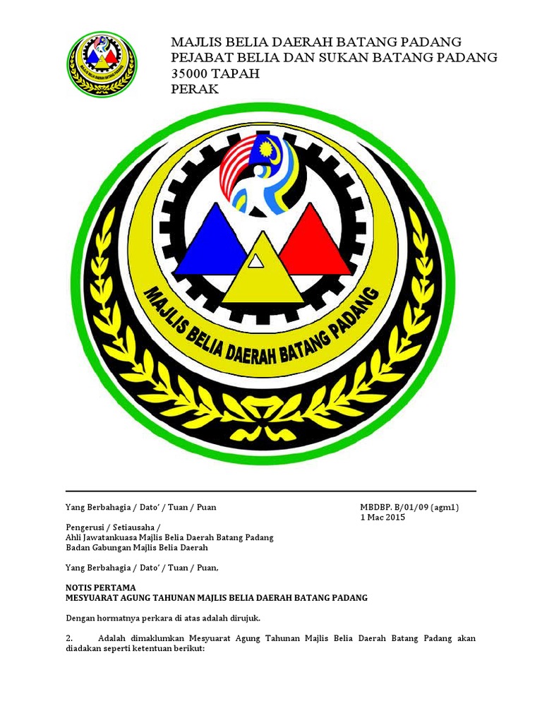 Notis Agm MBD 2015 | PDF