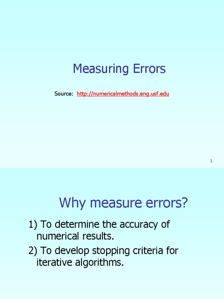 Measuring Errors: Source | PDF | Numerical Analysis | Approximation