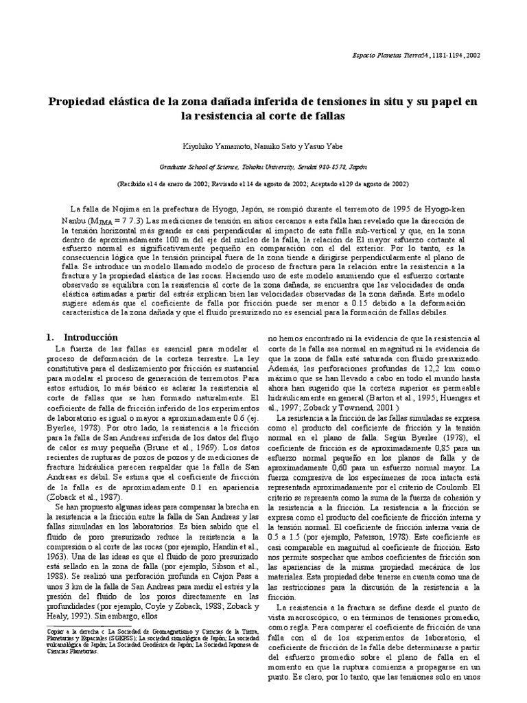 Propiedades Elásticas en Fallas Terrestres | PDF | Falla (geología ...