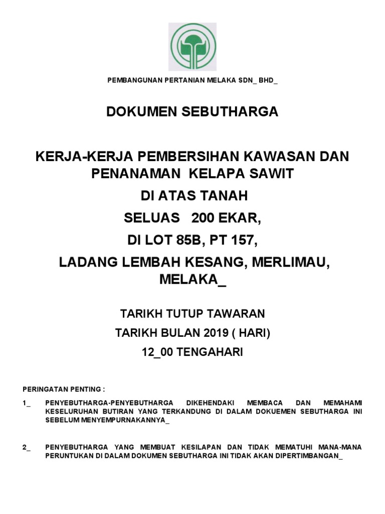 Final Dokumen Sebut Harga | PDF