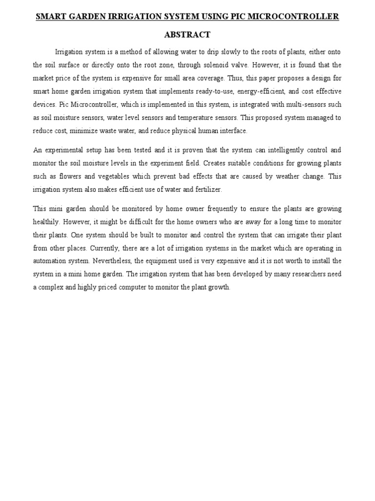 Smart Garden Irrigation System Using Pic Microcontroller | PDF