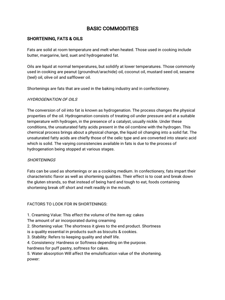 Unit 10 Basic Commodities | PDF | Food Ingredients | Food Industry