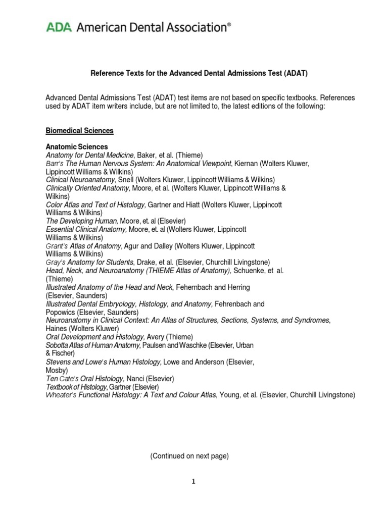 ADAT Test References Guide | PDF | Prosthodontics | Dentistry