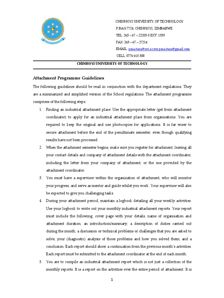 Attachment Programme Guidelines For Students | PDF | Computing | Business