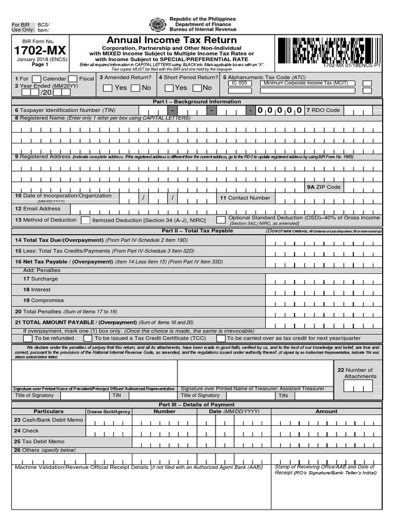 1702-MX Jan 2018 ENCS Final With OSDv2 PDF | PDF | Tax Deduction ...