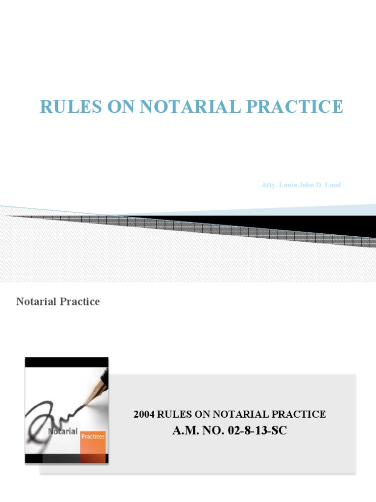 Rules On Notarial Practice | PDF | Notary Public | Signature