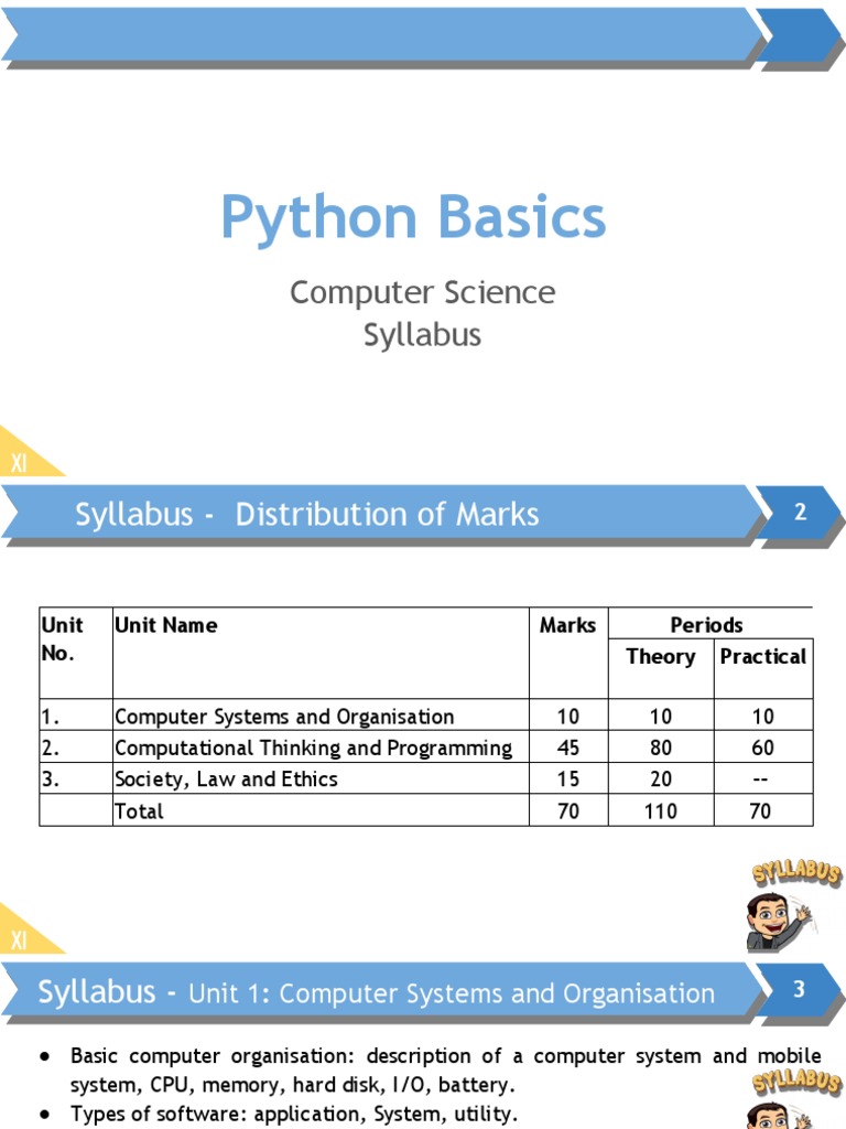 05-05-2020 XI-Python Basics - Syllabus | PDF | Python (Programming Language) | Reserved Word
