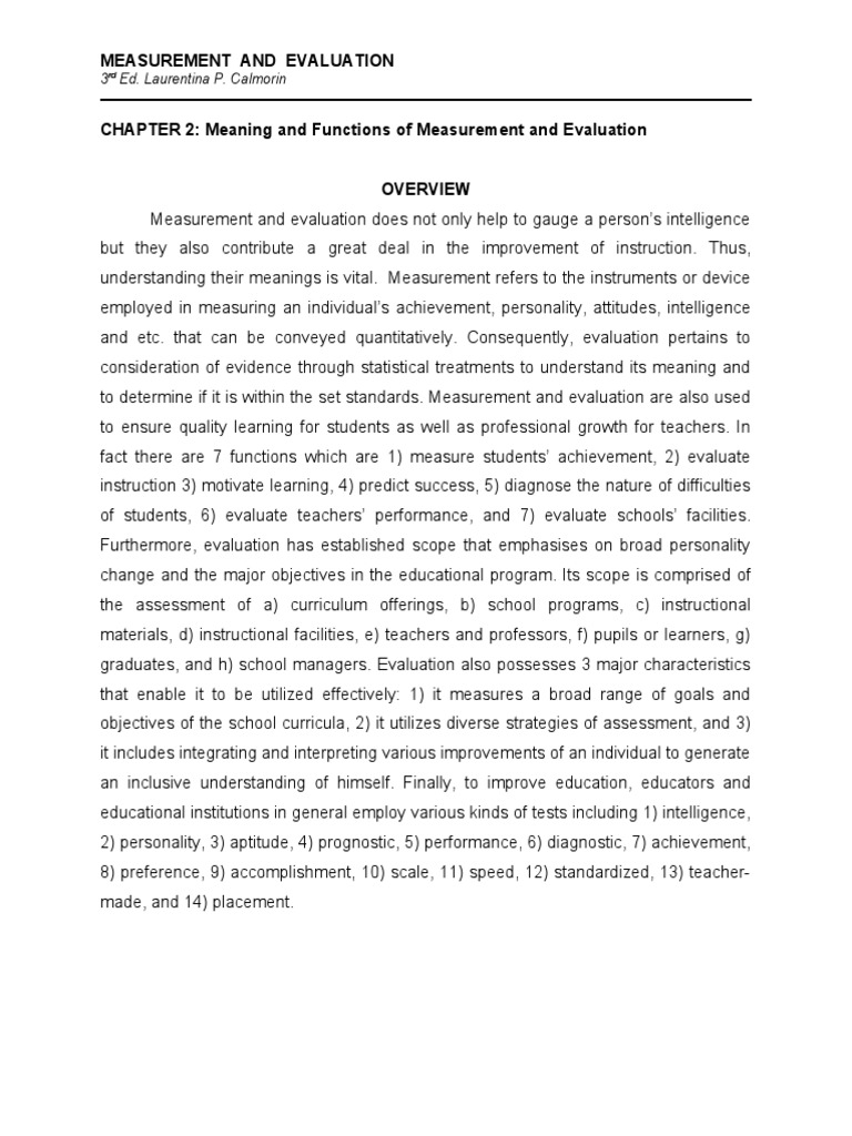 Chapter 2 Meaning And Functions Of Measurement Evaluation Pdf