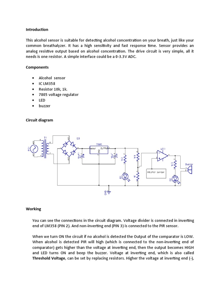 Alcohol Sensor | PDF | Operational Amplifier | Electricity