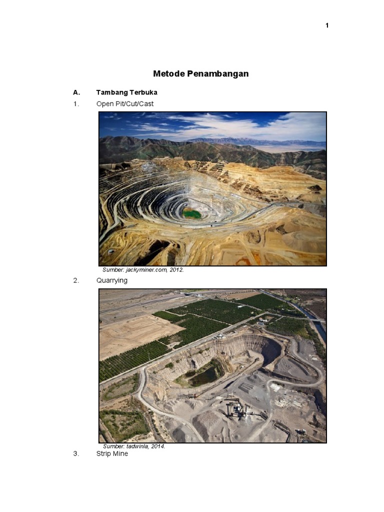 Metode Penambangan: A. Tambang Terbuka | PDF | Social Science | Travel