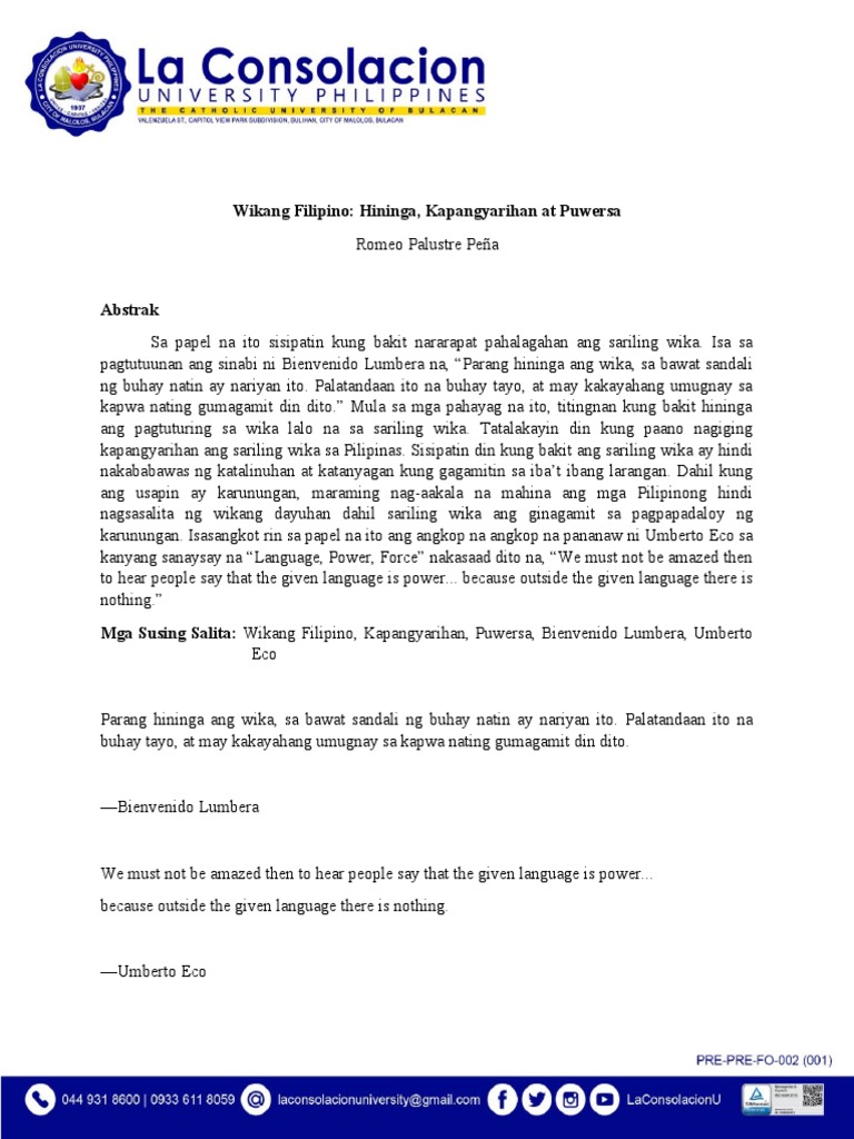 HALIMBAWA NG Dalumat Sanaysay | PDF