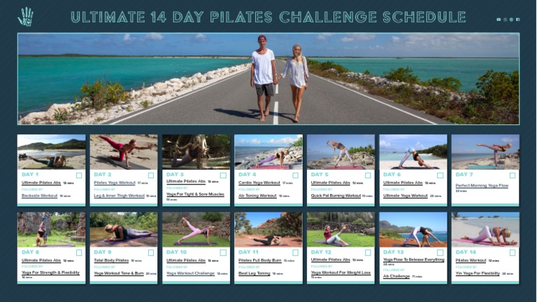 BB Ultimate14DayPilatesChallenge Calendar | PDF | Pilates | Human Body