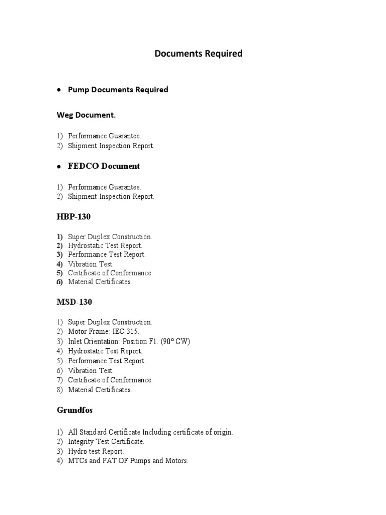 Documents Required | PDF | Calibration | Gas Technologies