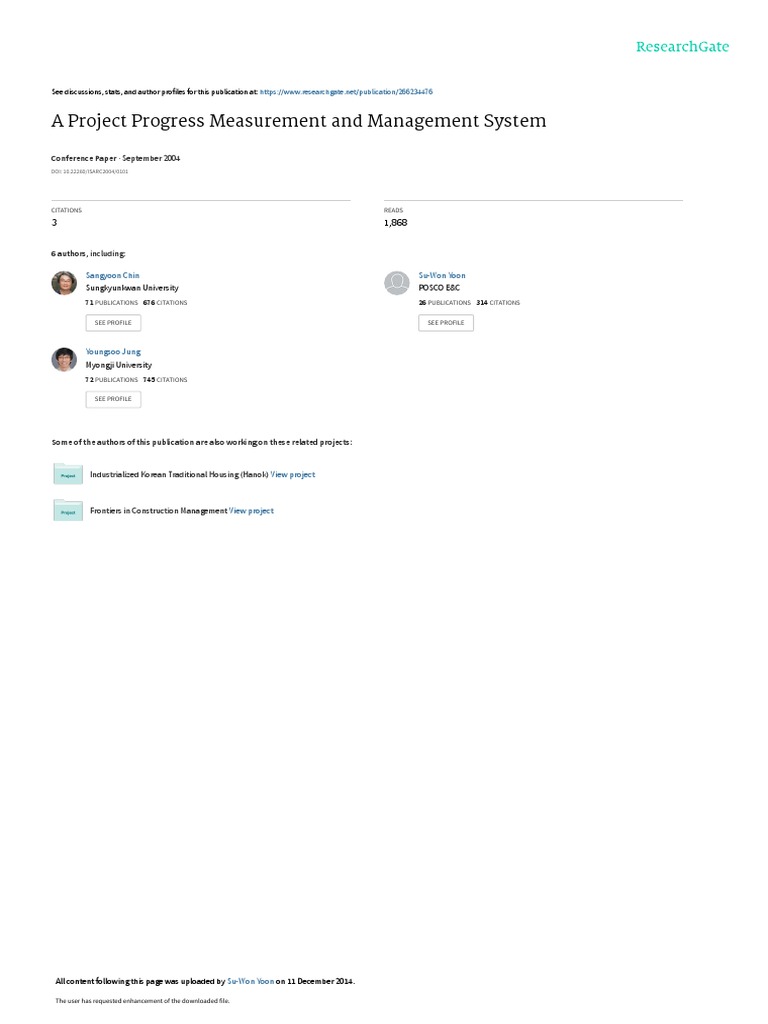 A Project Progress Measurement and Management Syst | PDF | Measurement ...