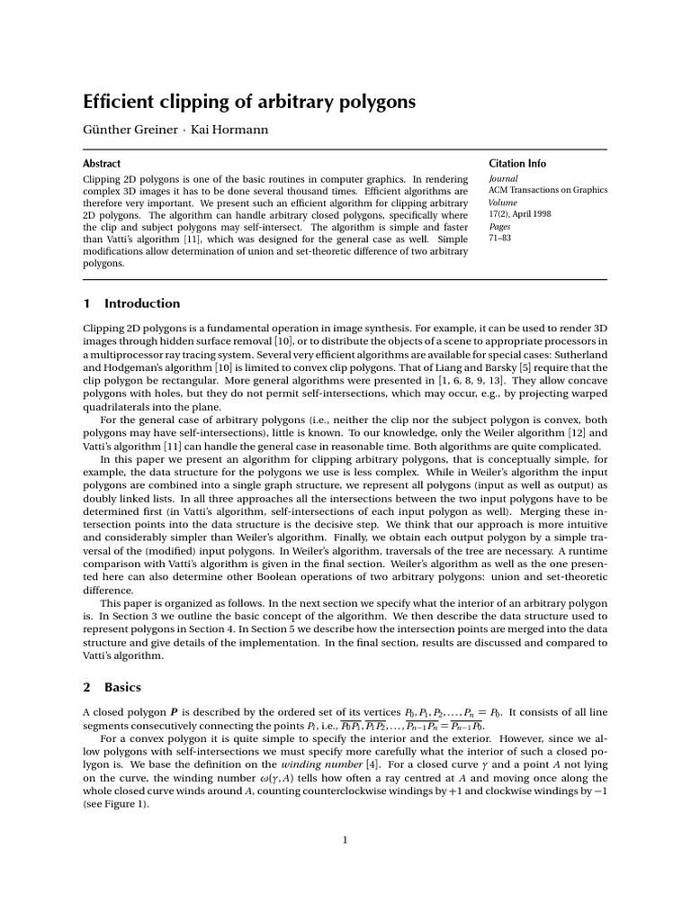 Efficient Clipping of Arbitrary Polygons | PDF | Polygon | Geometry