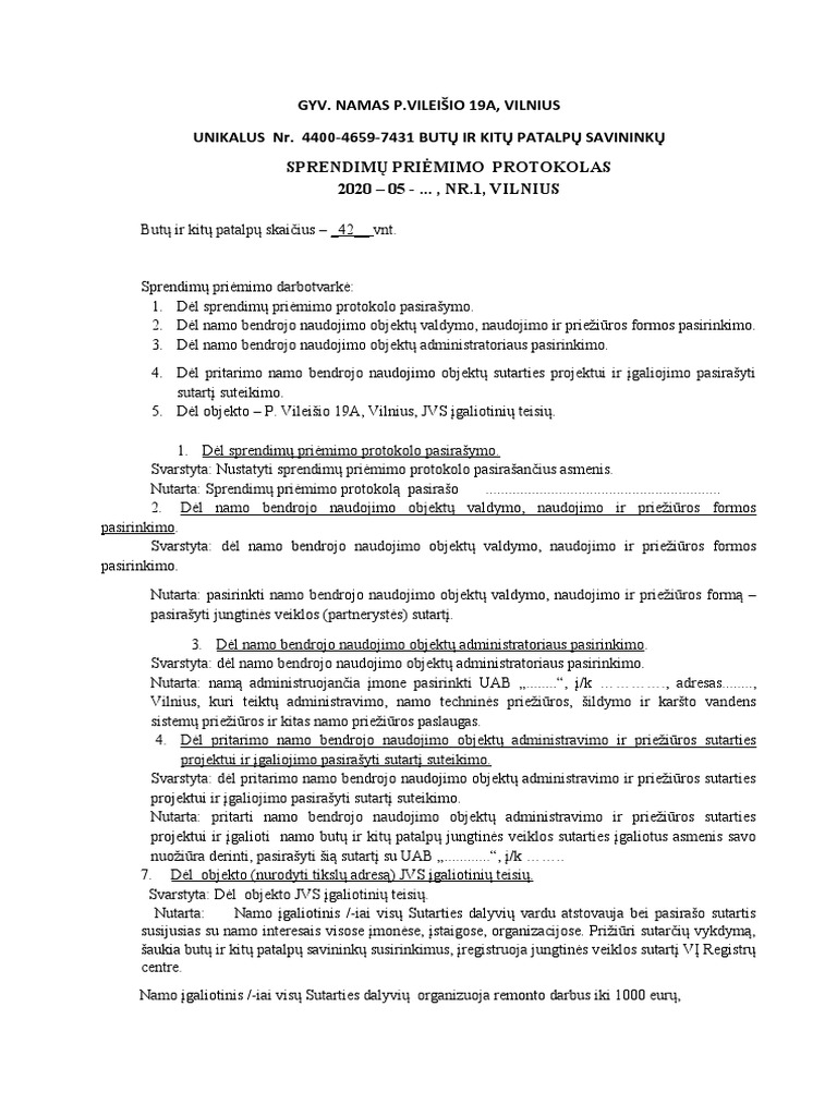 Sprendimų Priėmimo Protokolas | PDF