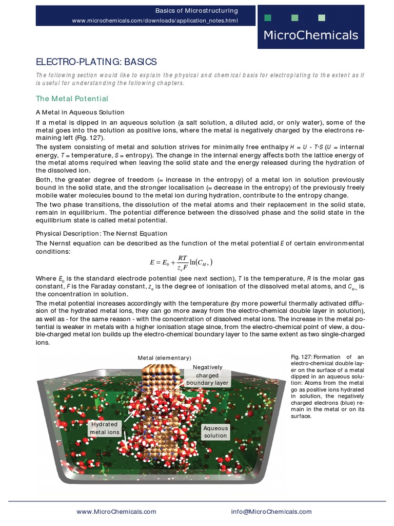 Electro-Plating: Basics: The Metal Potential | PDF | Electrochemistry ...