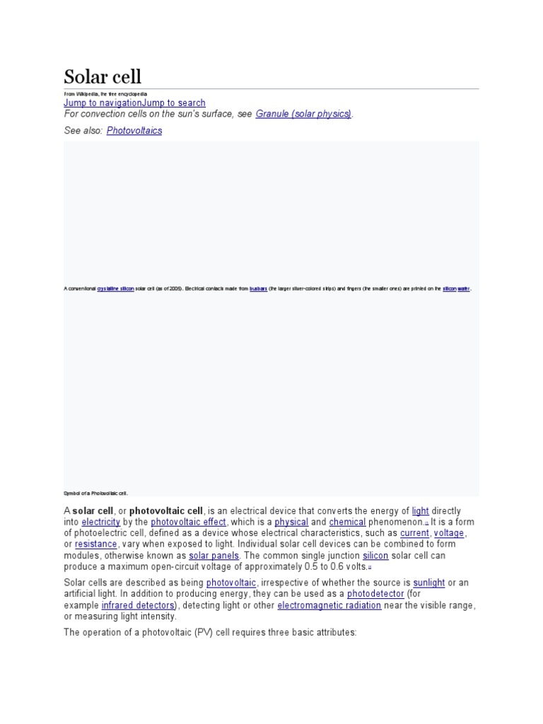 Solar Cell: Granule (Solar Physics) Photovoltaics | PDF | Solar Cell ...