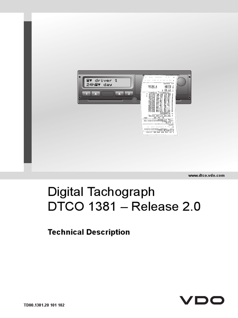 Digital Tachograph DTCO 1381 - Release 2.0: Technical Description | PDF ...