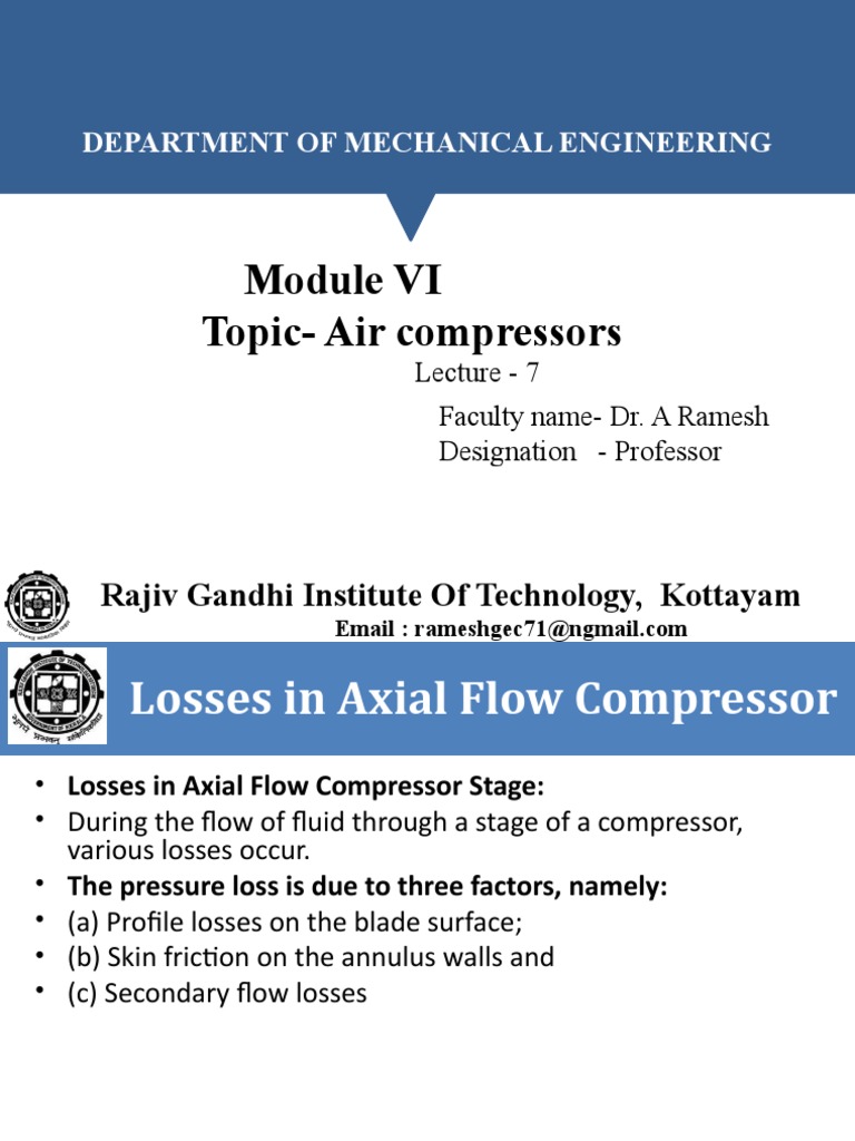 Axial Flow Compressor Losses and Performance | PDF | Liquids | Chemical ...