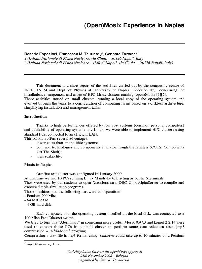 (Open) Mosix Experience in Naples | PDF | Computer Cluster | Booting