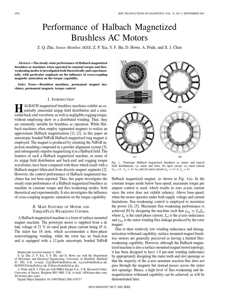 Performance of Halbach Magnetized Brushless Ac Motors PDF | PDF ...