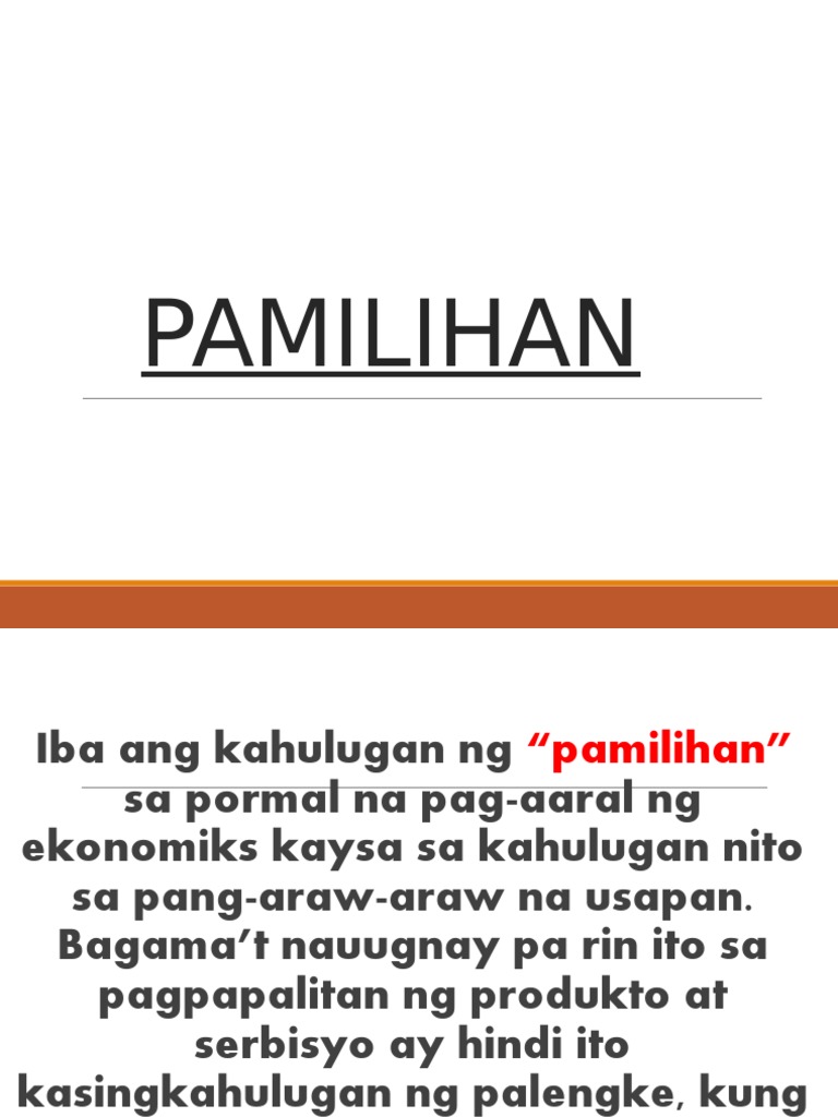 PAMILIHAN | PDF