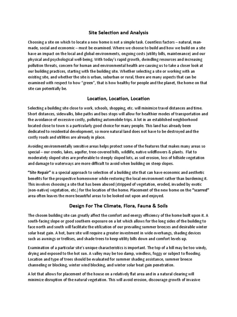 Site Selection and Analysis | PDF | Ecology | Biodiversity