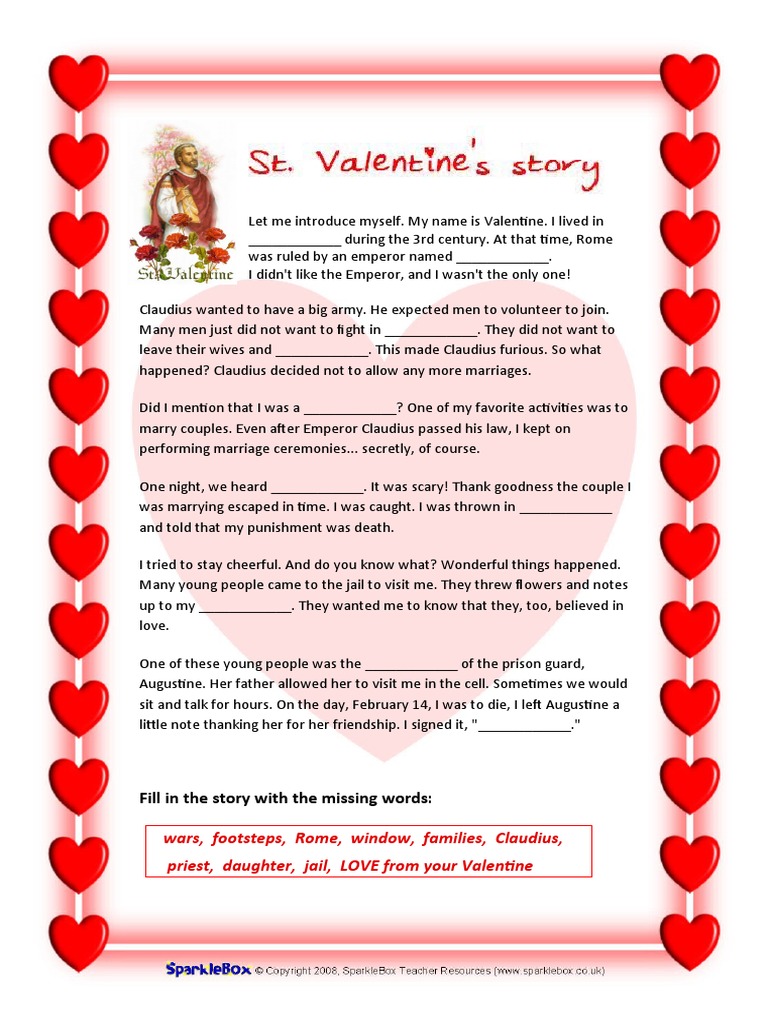 Valentine's Story & Quiz | PDF