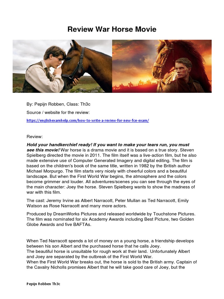 War Horse Movie Review | PDF | Unrest