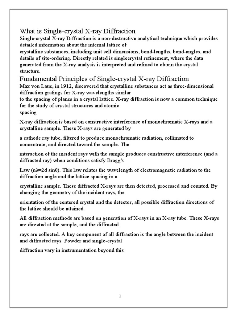 What Is Single-Crystal X-Ray Diffraction | PDF | X Ray Crystallography ...
