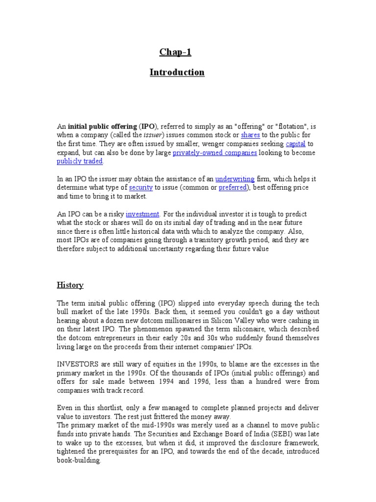 IPO Report | Initial Public Offering | Securities (Finance)