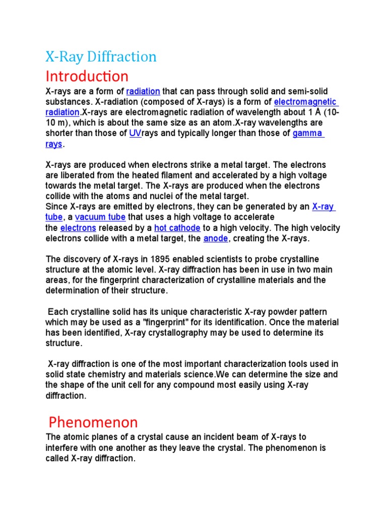 X Ray Diffraction | PDF | X Ray Crystallography | Electron