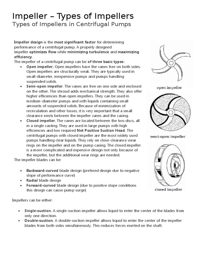 Centrifugal Pump Impeller Types