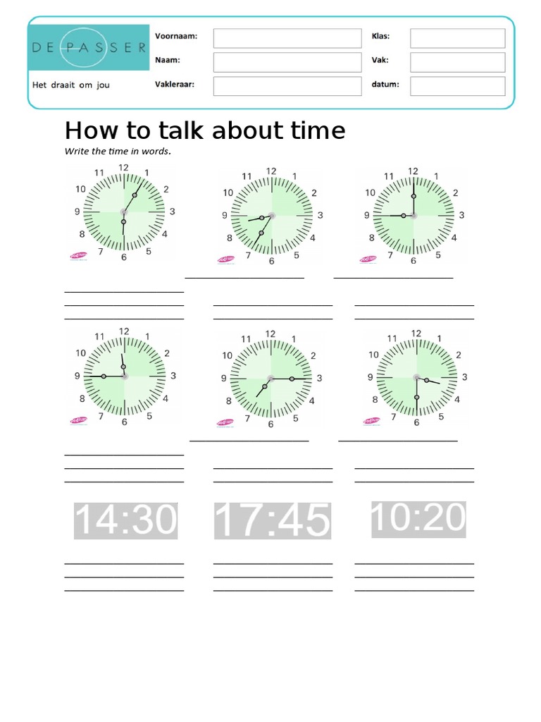 How To Talk About Time Oefeningen | PDF