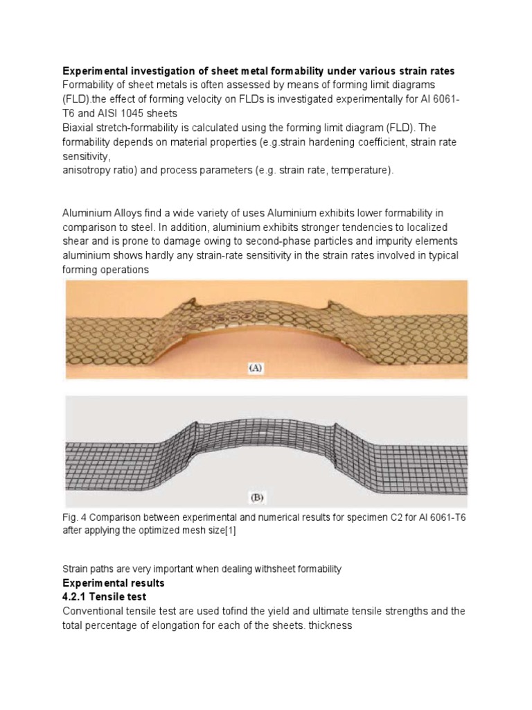 Experimental Investigation of Sheet Metal Formability Under Various ...