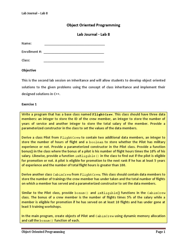 Object Oriented Programming Lab: Inheritance and Examination Scheduling ...