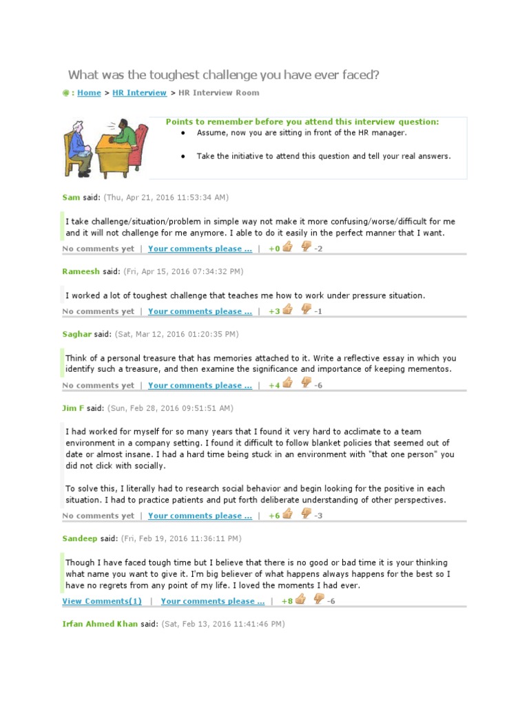 What Was The Toughest Challenge You Have Ever Faced | PDF