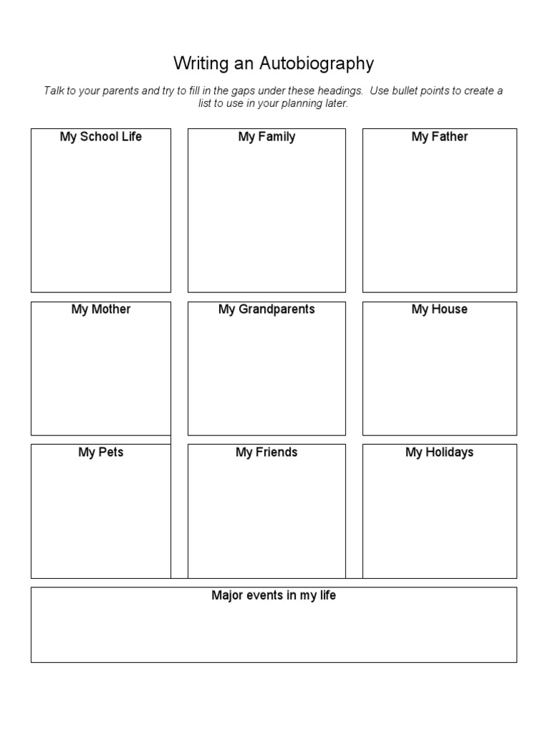 Writing An Autobiography Fun Activities Games 8597 | PDF | Wellness