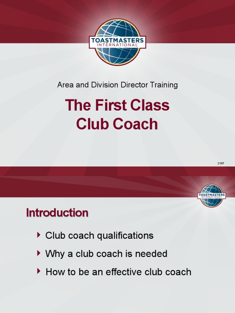 The First Class Club Coach: Area and Division Director Training | PDF ...