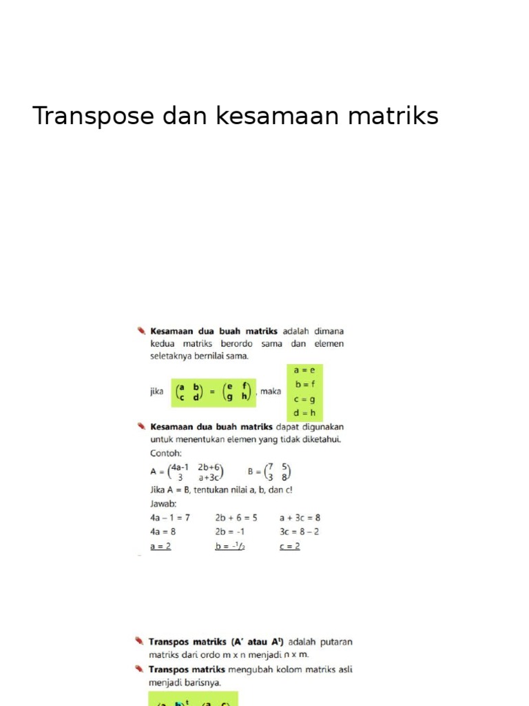 Transpose Dan Kesamaan Matriks | PDF